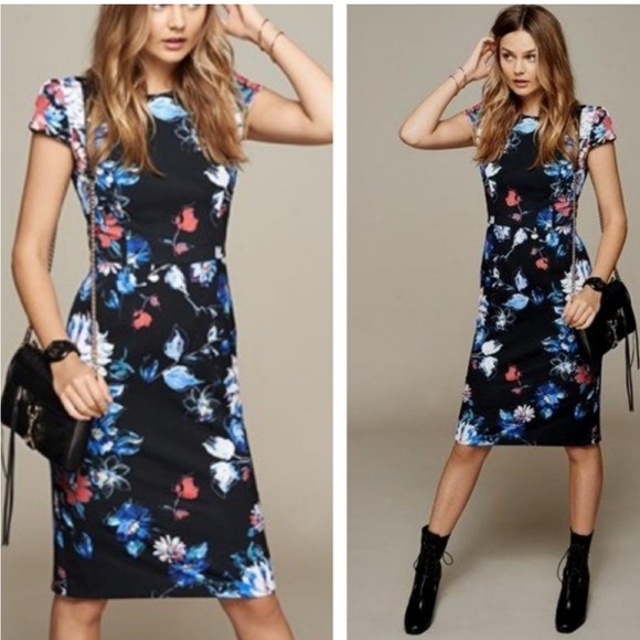 Betsey Johnson | Dresses | Betsey Johnson Floral Scuba Sheath Midi ...